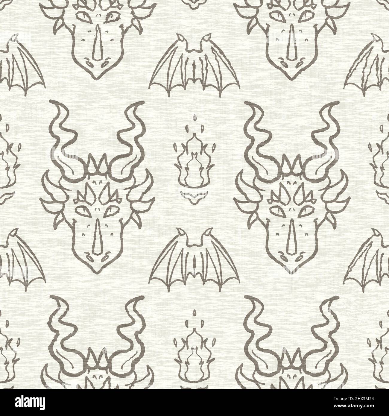 Dragon linen effect texture pattern. Seamless woven mythical reptile ...