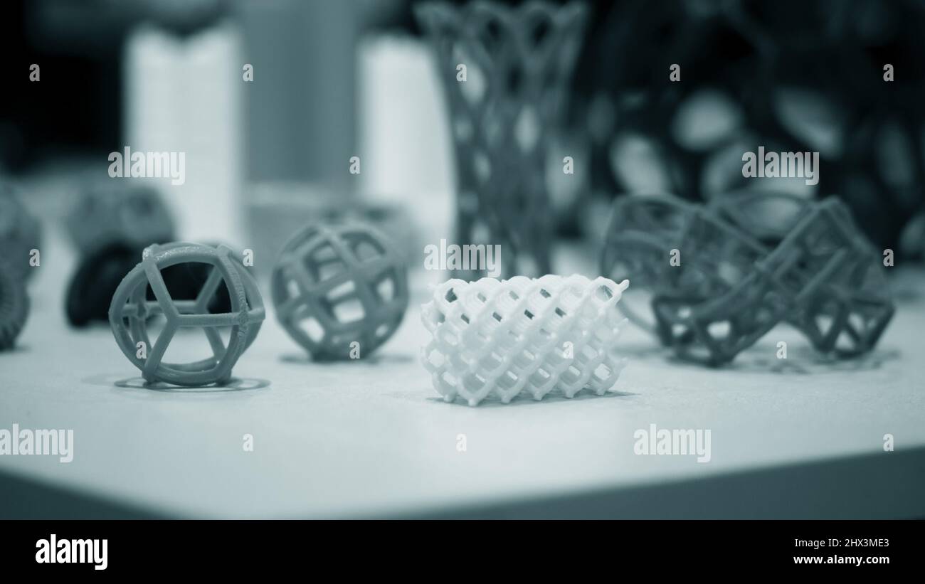 Many abstract models objects printed on a 3d printer Stock Photo - Alamy