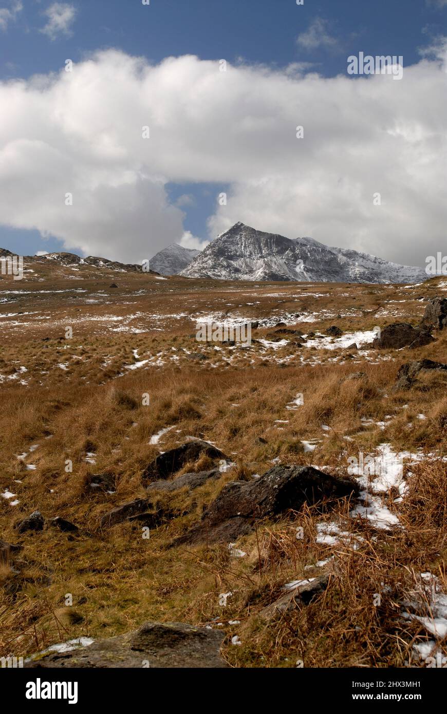winter view of Snowdon in Snowdonia Stock Photo - Alamy