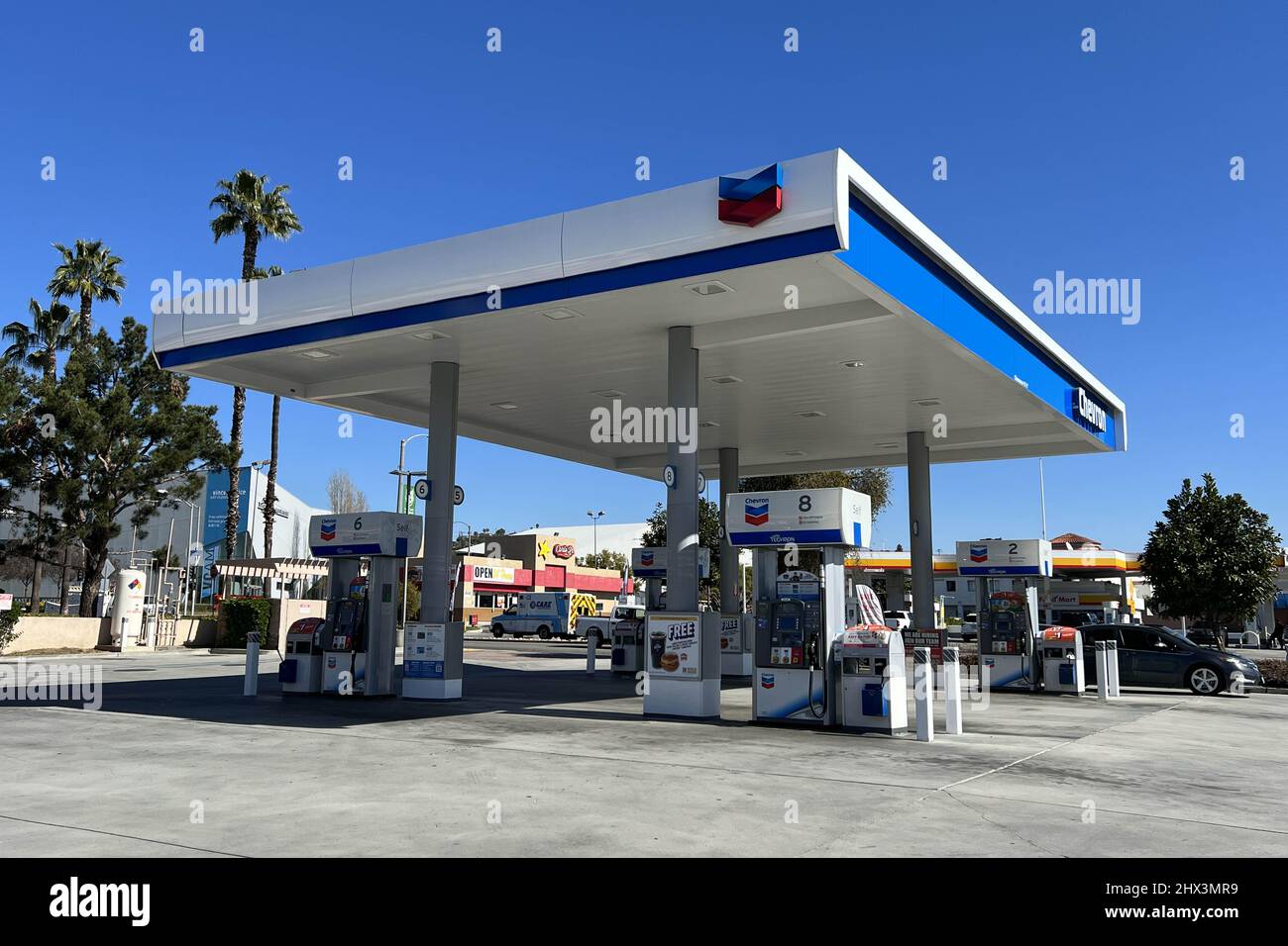 Empty gas pumps are seen at a Chevron ExtraMile convenience store ...