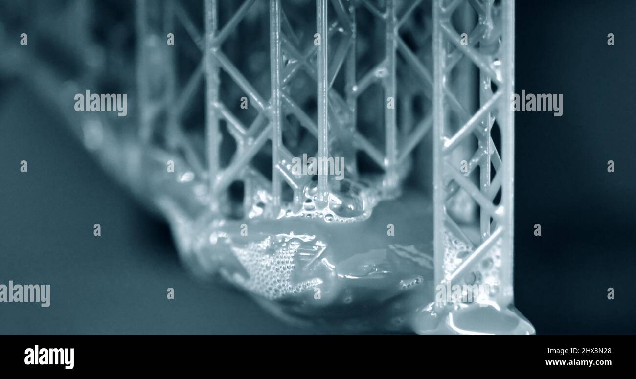 Stereolithography DPL 3d printer create detail and liquid drips Stock ...