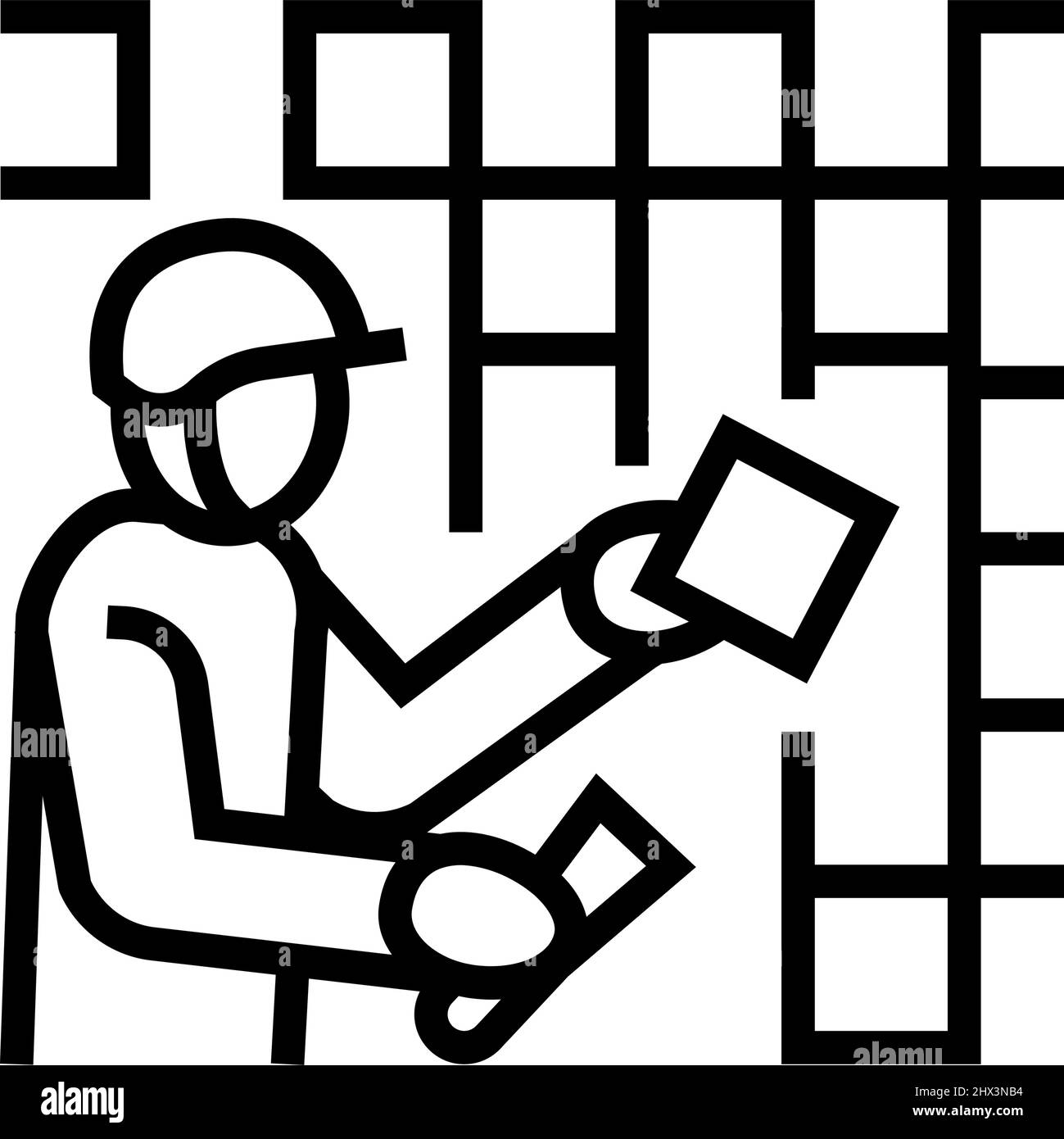 Worker fixing window Black and White Stock Photos & Images - Alamy