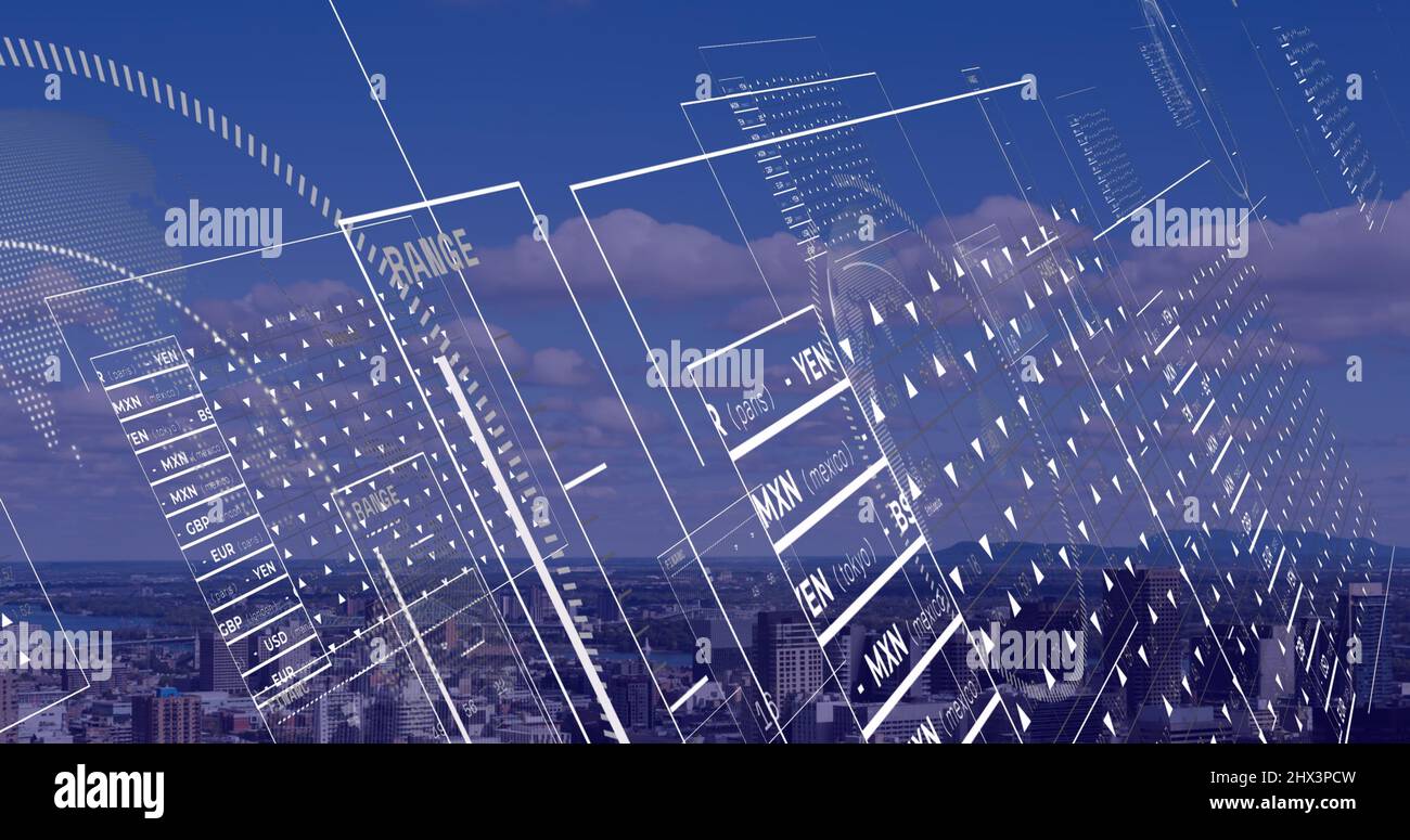 Image of data processing over cityscape Stock Photo - Alamy