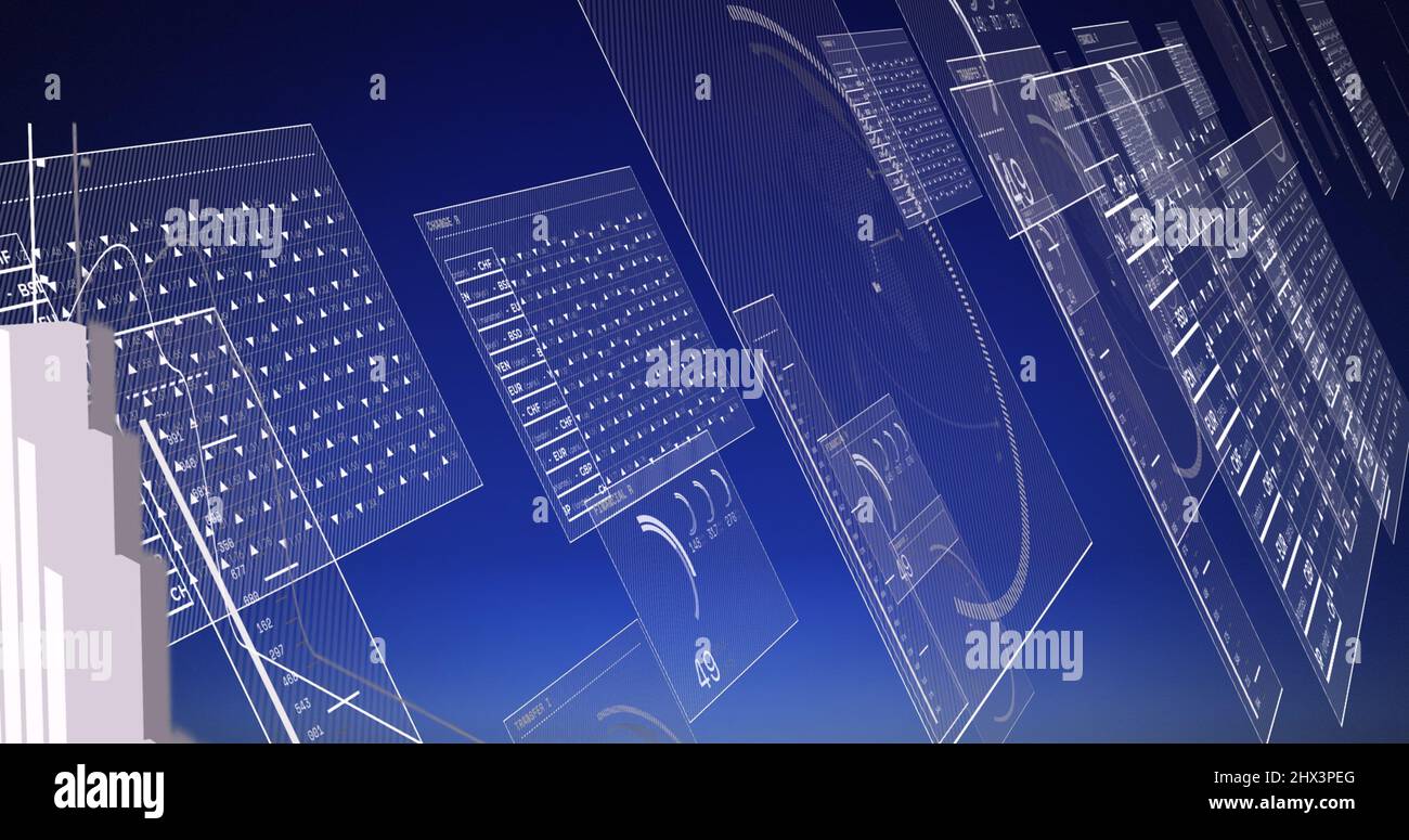 Image of data processing on blue background Stock Photo - Alamy