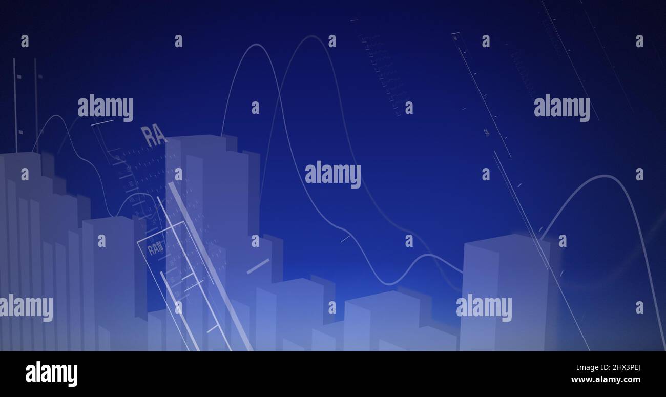 Image of data processing on blue background Stock Photo - Alamy