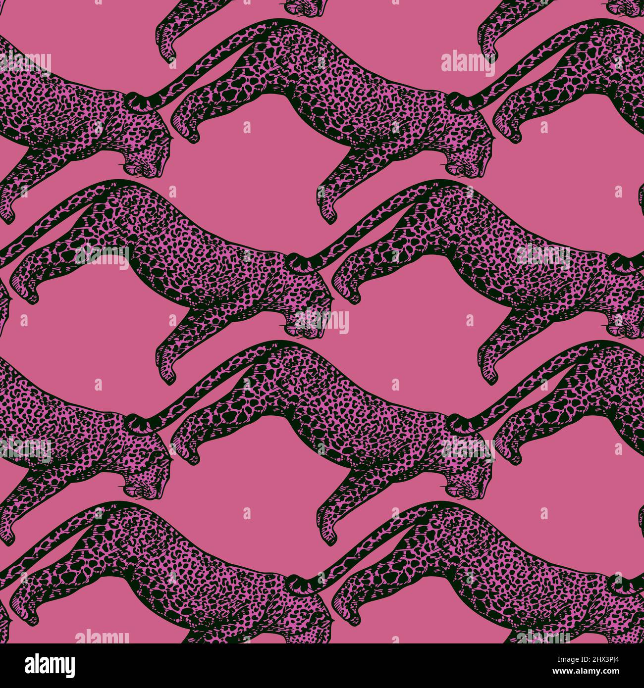 Leopard seamless pattern. Vintage wildlife animals background. Repeated ...