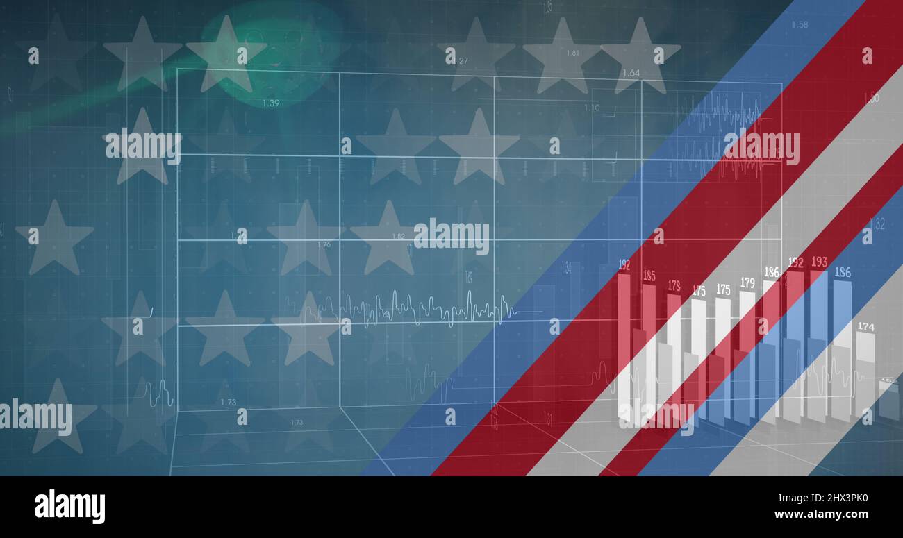Image of data processing over flag of america Stock Photo - Alamy