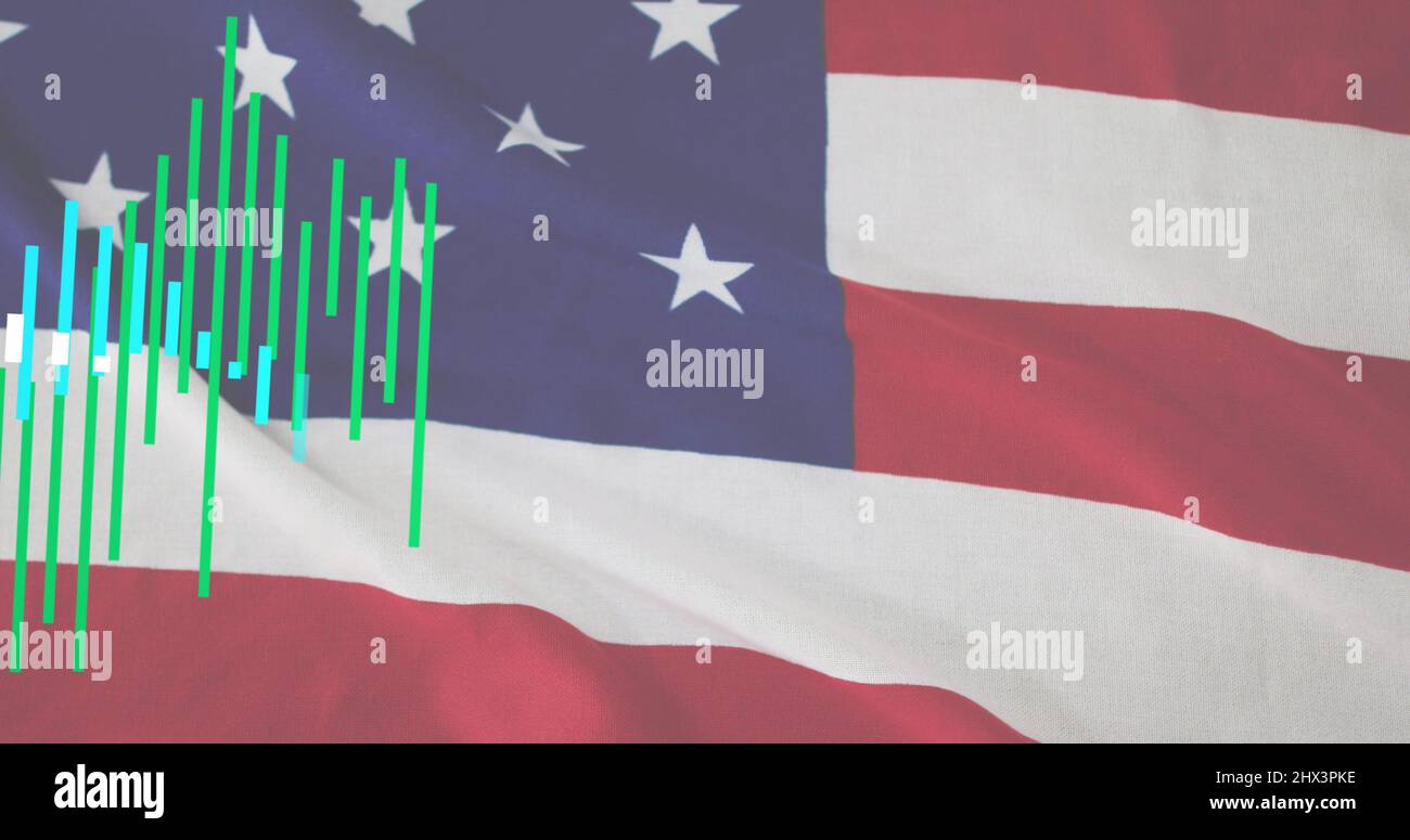 Image of data processing over flag of america Stock Photo - Alamy