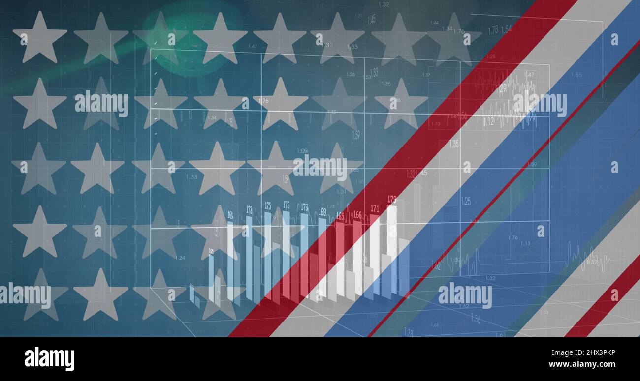 Image of data processing over flag of america Stock Photo - Alamy