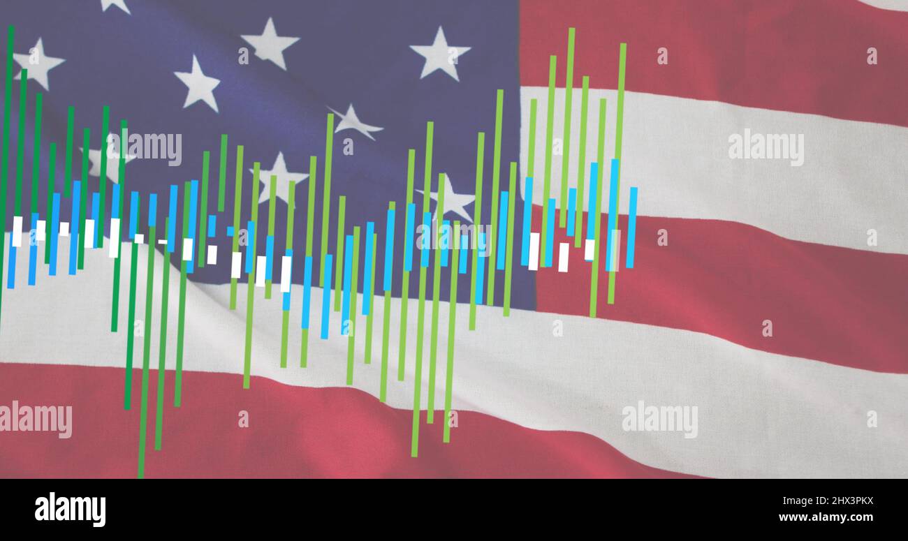 Image of data processing over flag of america Stock Photo - Alamy