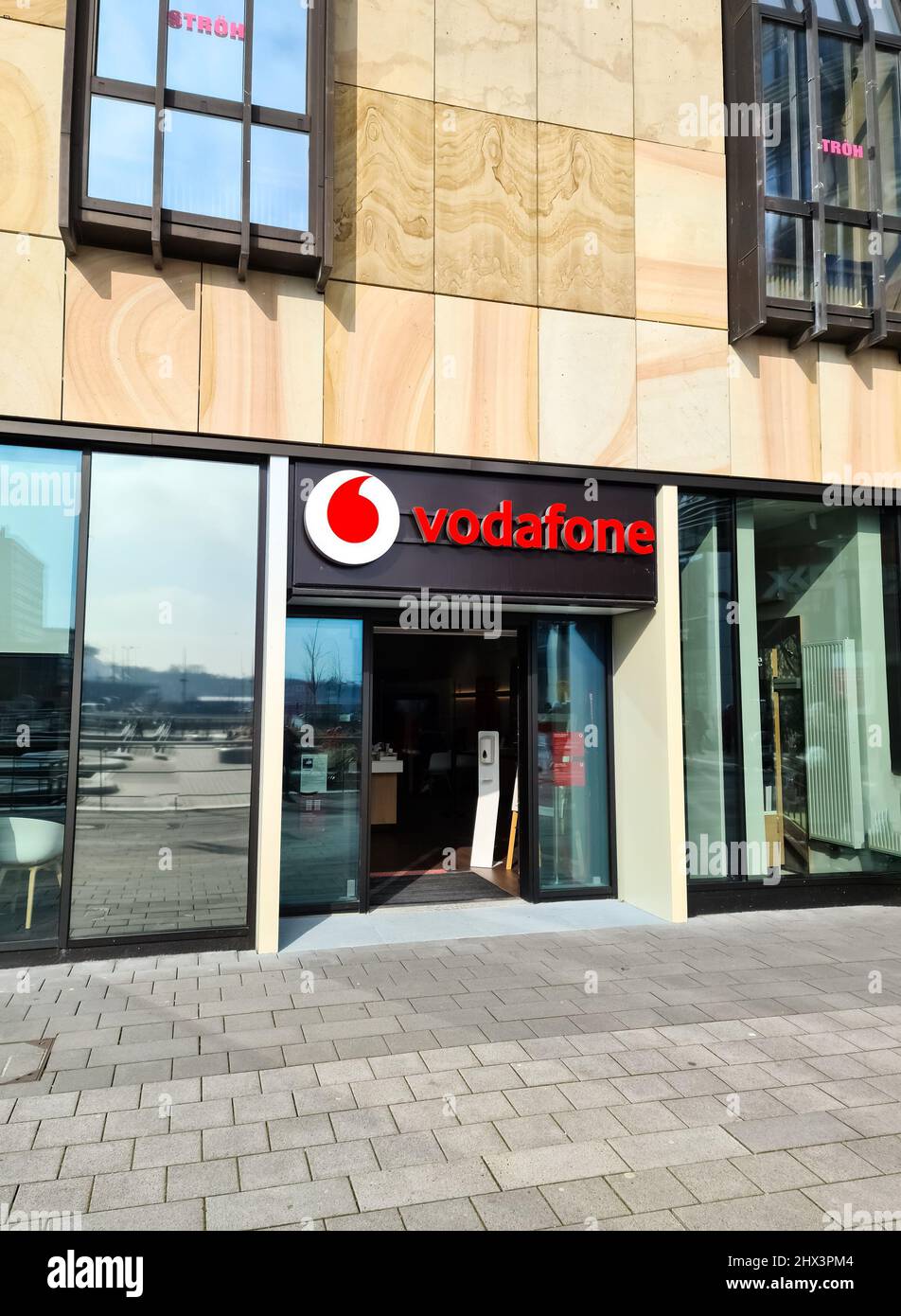 Entrance area of a Vodafone telephone store in a shopping zone Stock ...