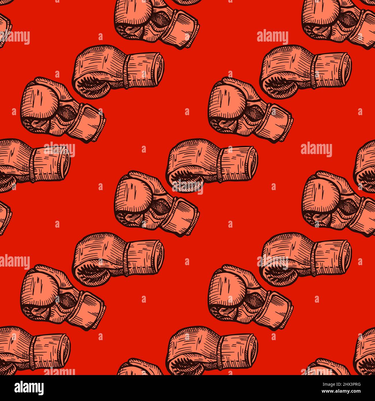 Boxing gloves seamless pattern. Vintage sport inventory background ...