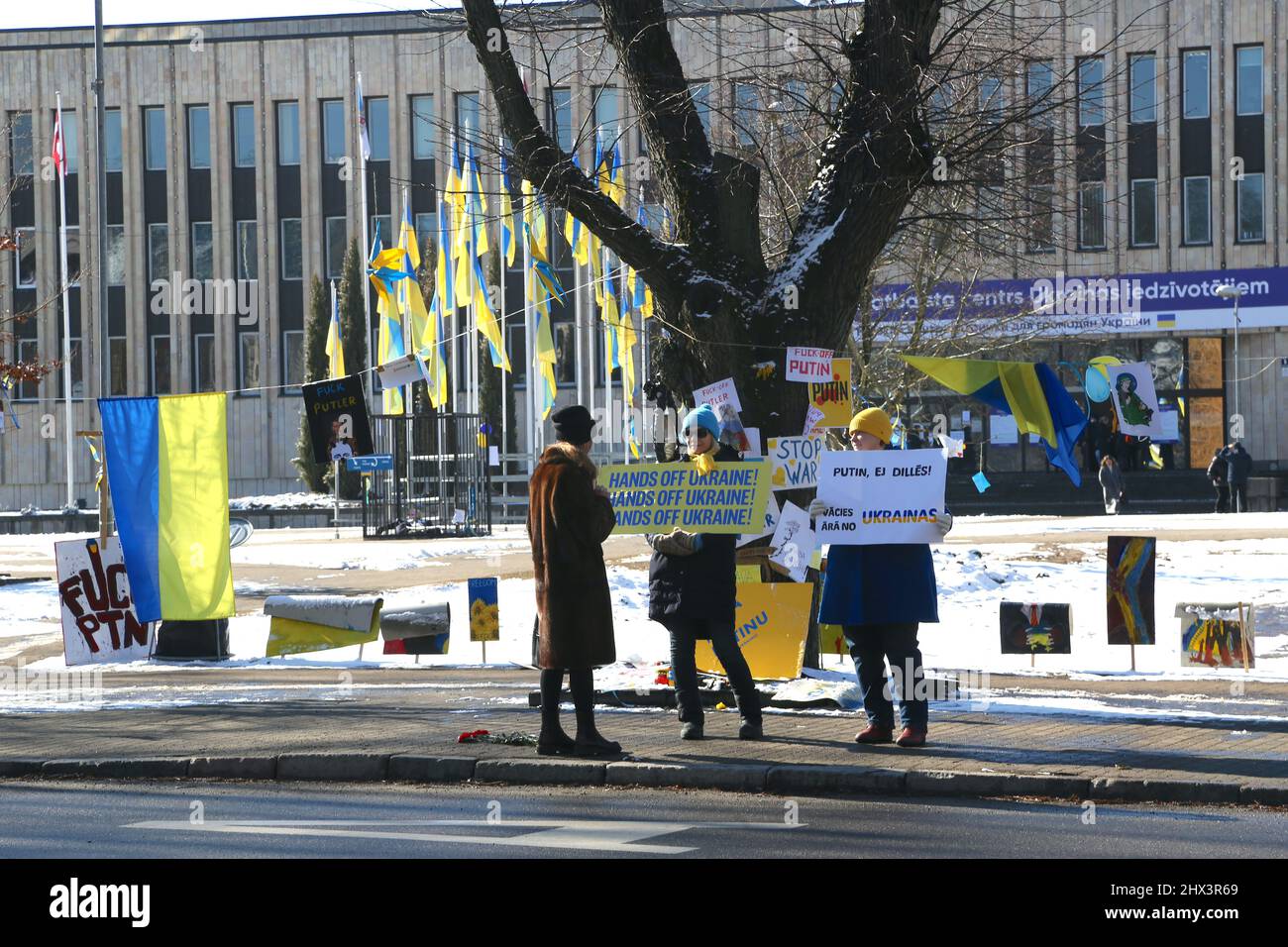 Riga, Latvia. 09th Mar, 2022. Protests against the Ukraine conflict ...
