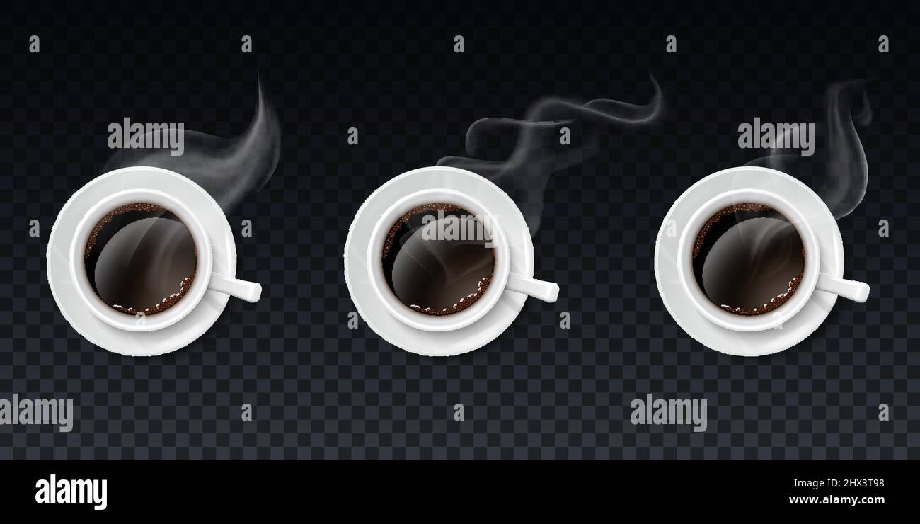 Steam smoke top realistic cups transparent set with three cups of ...