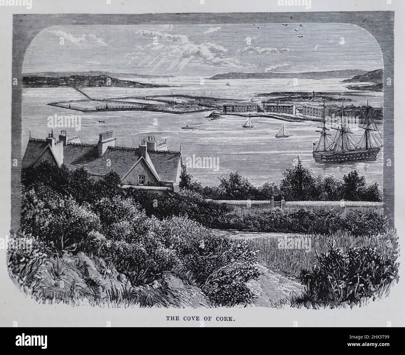 The Cove of Cork, Ireland in the 19th Century; Black and White ...