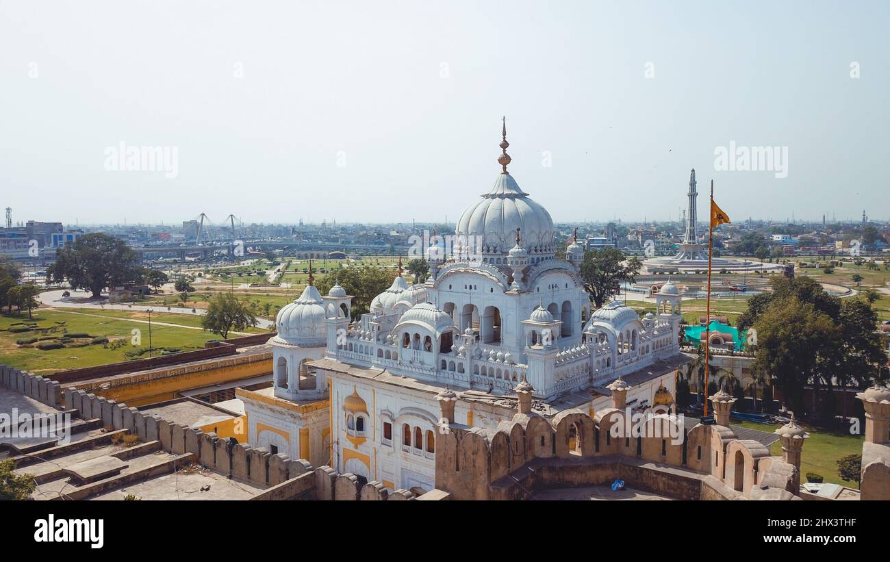 Aerial Panoramic View to the Lahore Fort, citadel in the city of Lahore ...