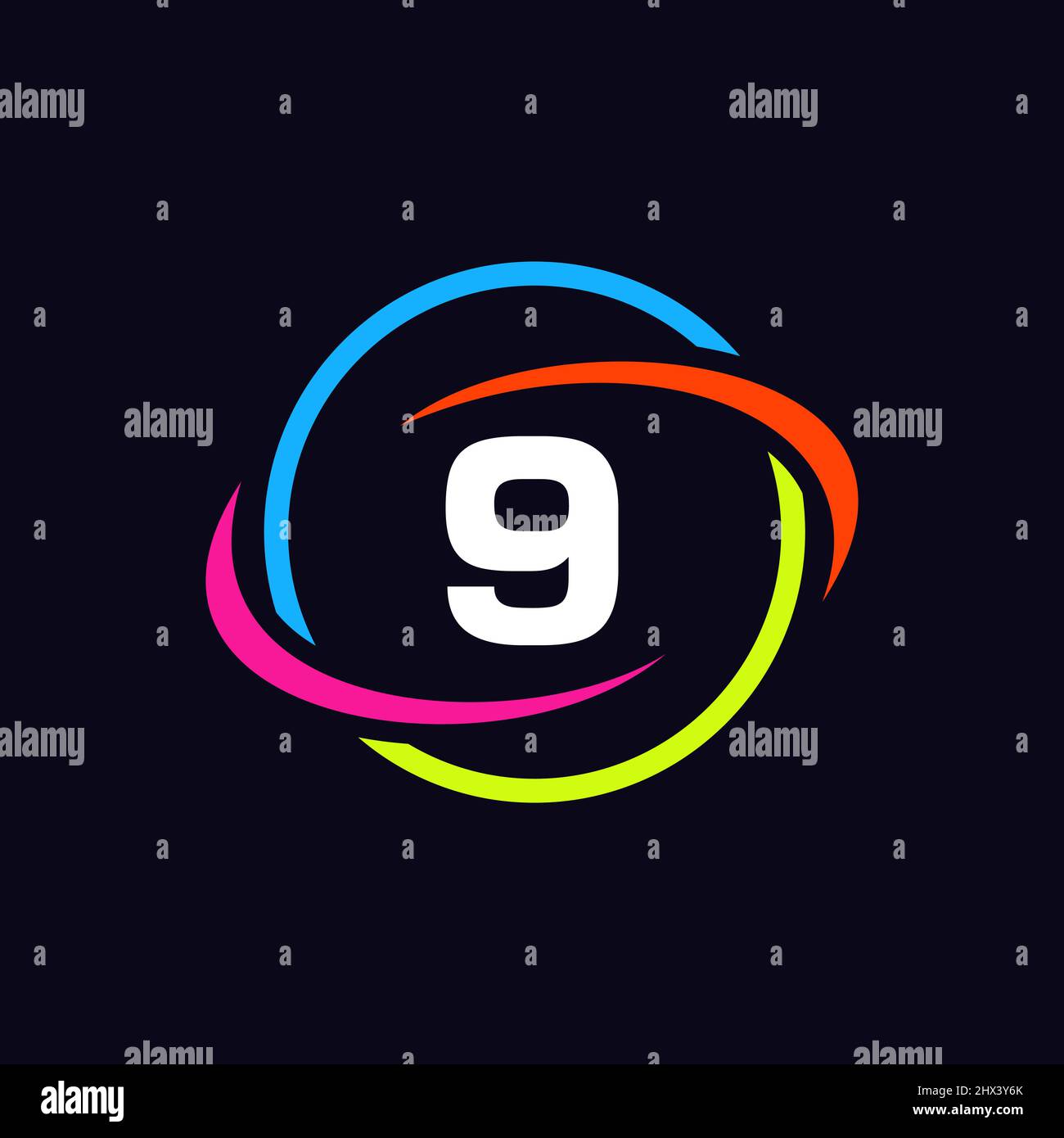 Technology Logo Design On 9 Letter Concept. Letter 9 Technology Logo ...