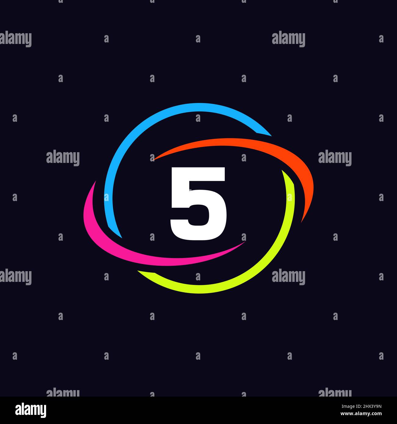 Technology Logo Design On 5 Letter Concept. Letter 5 Technology Logo ...