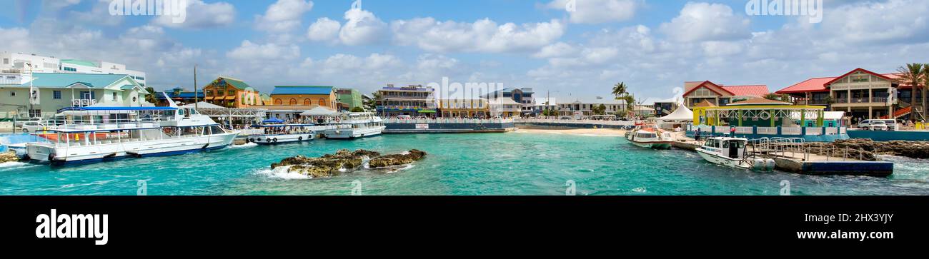 Panorama of Georgetown waterfront on Grand Cayman in the Cayman Islands ...