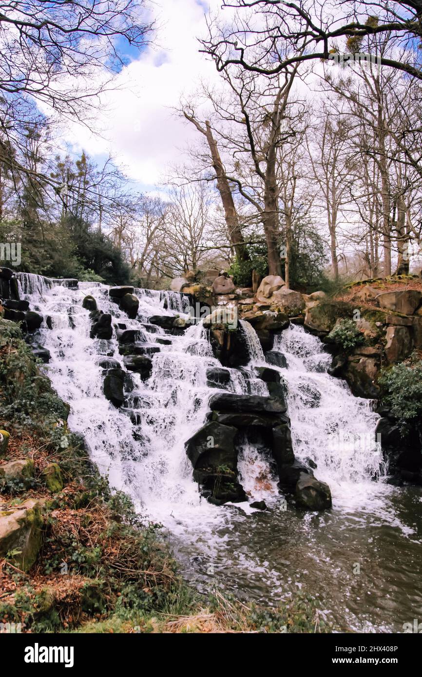The Cascade, a waterfall at Virginia Water Lake, Windsor Great Park ...