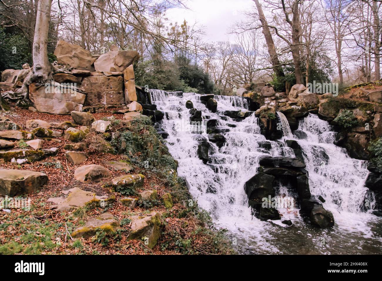 The Cascade, a waterfall at Virginia Water Lake, Windsor Great Park ...