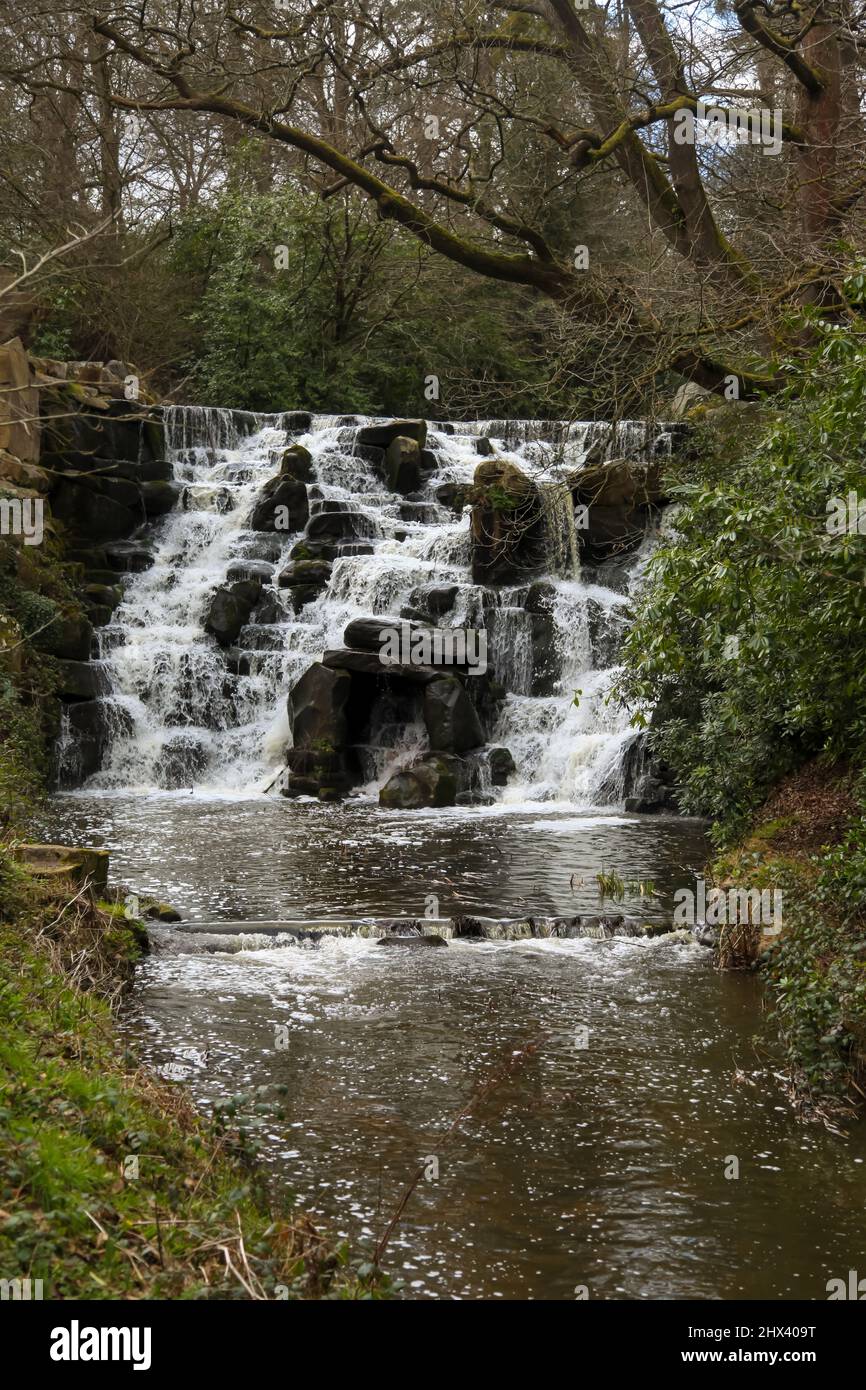 The Cascade, a waterfall at Virginia Water Lake, Windsor Great Park ...