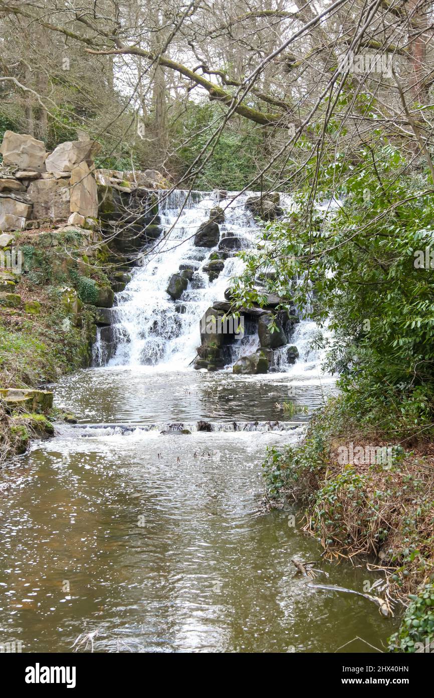 The Cascade waterfall at Virginia Water Lake, Windsor Great Park ...