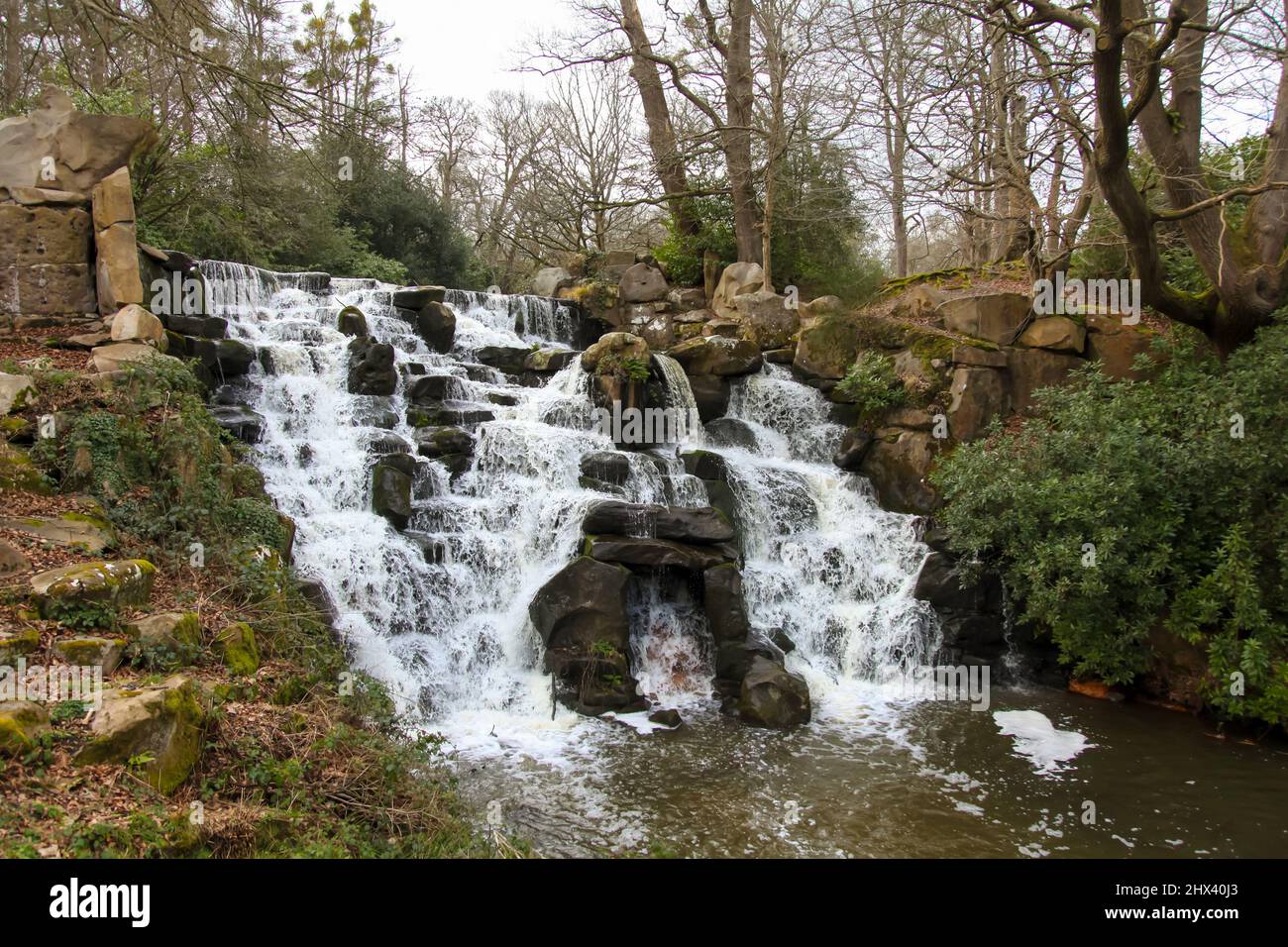 The Cascade waterfall at Virginia Water Lake, Windsor Great Park ...