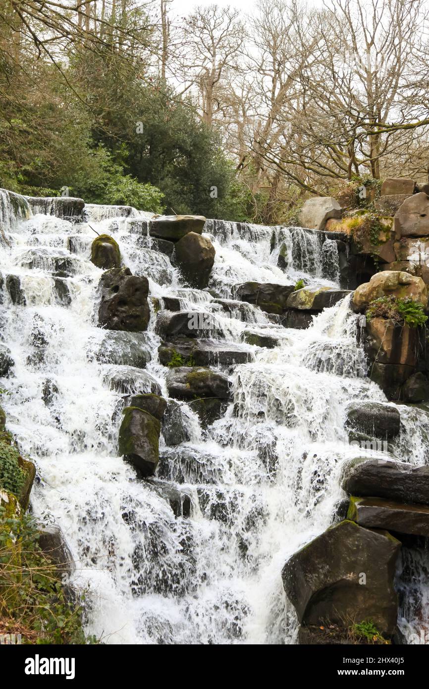 The Cascade waterfall at Virginia Water Lake, Windsor Great Park ...