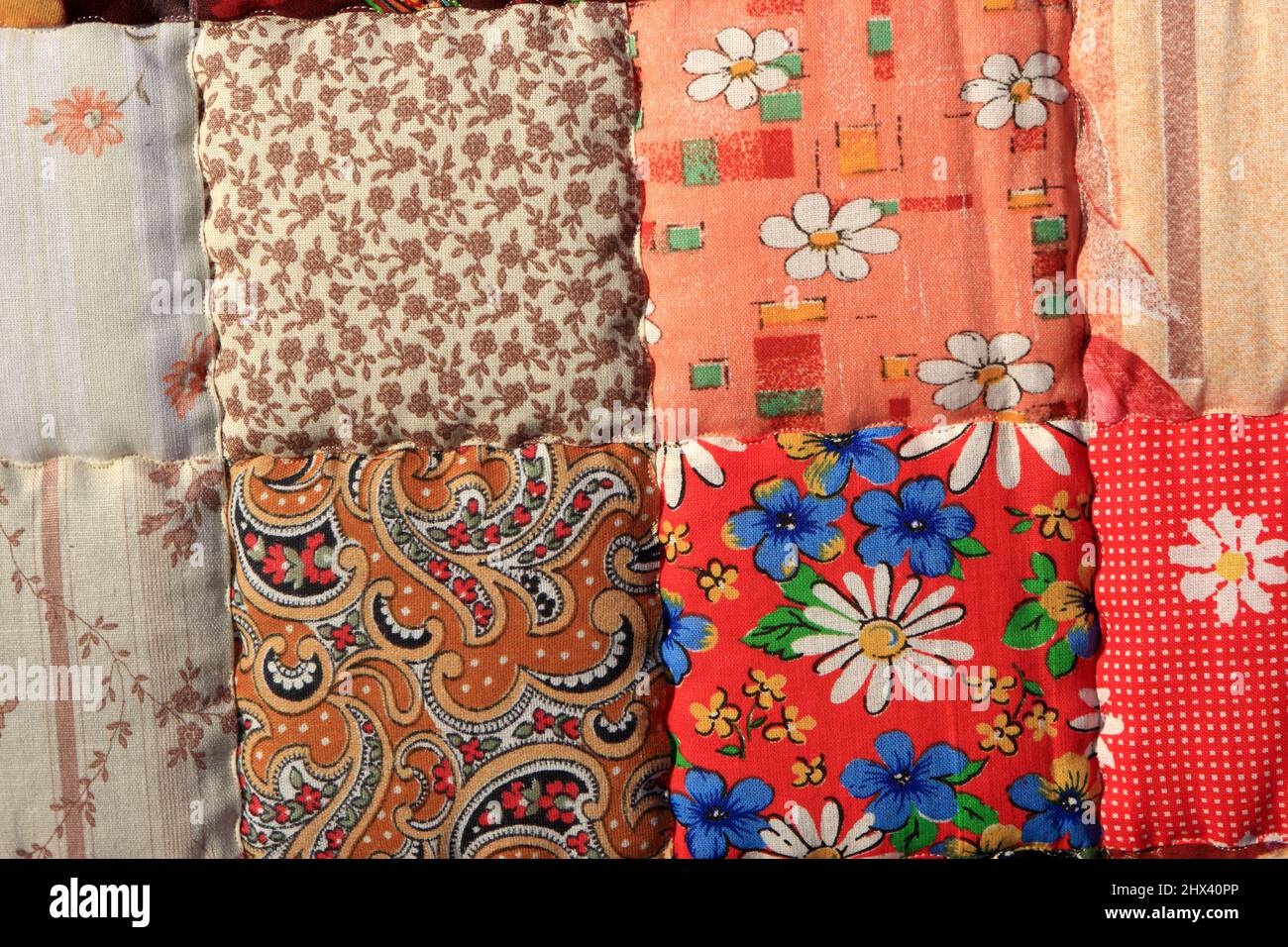 The patchwork quilt in market as background Stock Photo - Alamy