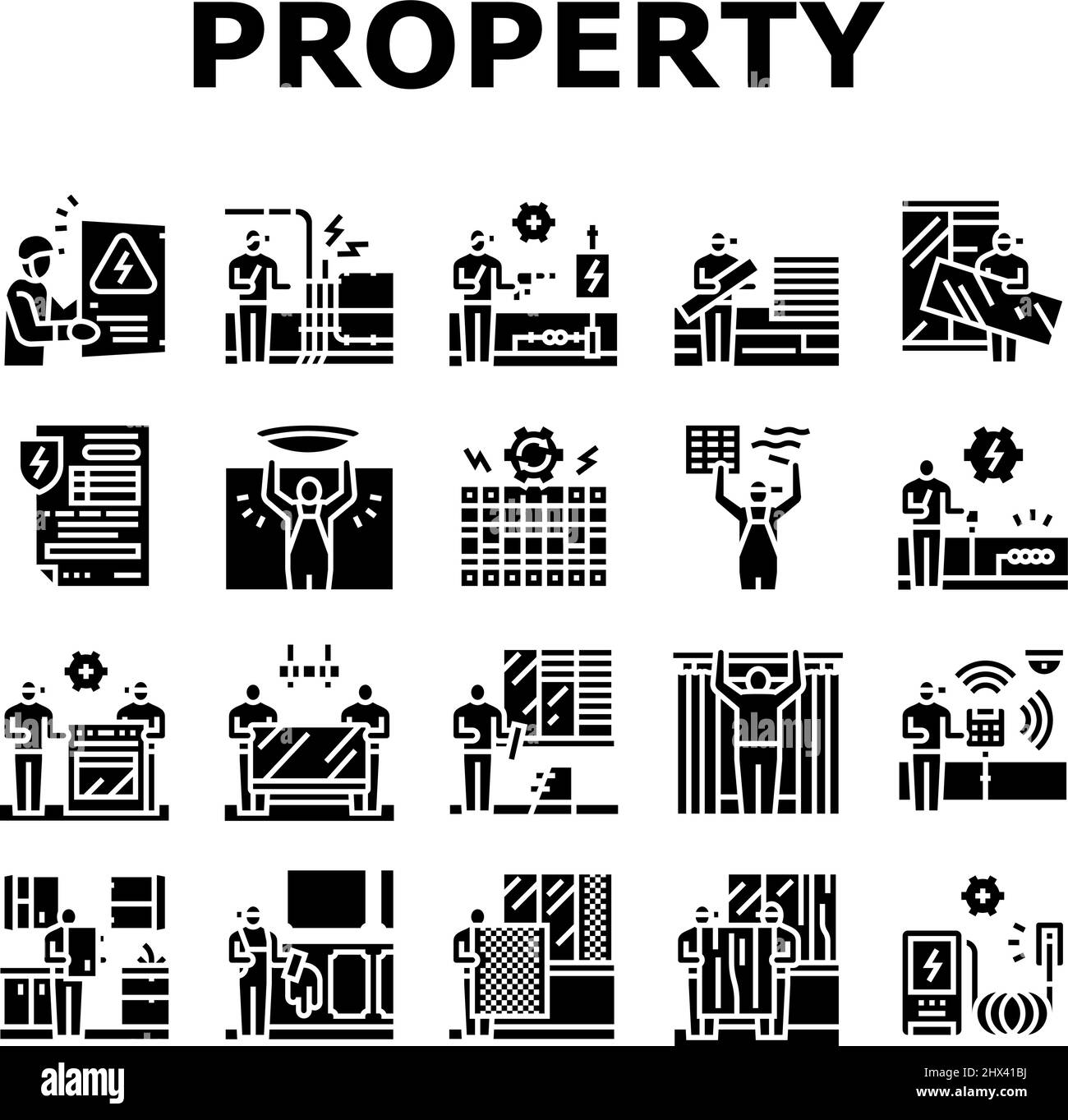 Property Maintenance And Repair Icons Set Vector Stock Vector Image ...