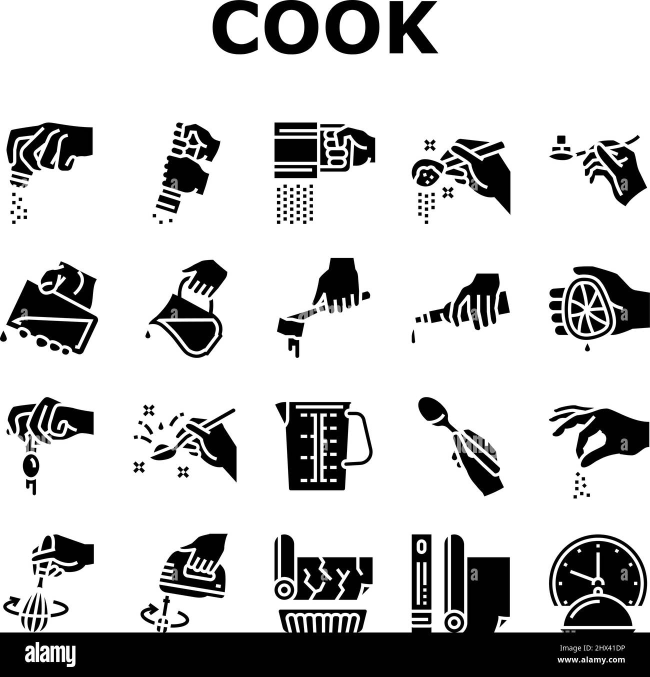 Cook Instruction For Prepare Meal Icons Set Vector Stock Vector Image ...