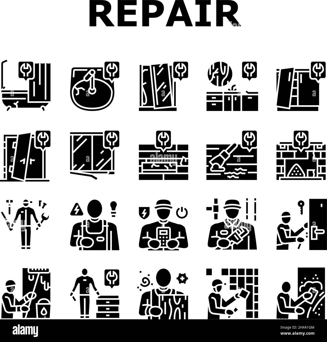 Repair Furniture And Building Icons Set Vector Stock Vector Image & Art ...