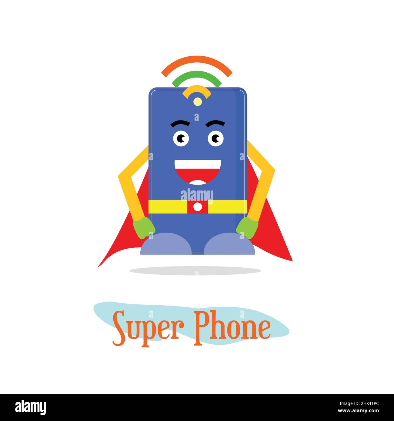 mascot super hero cheerful phone Stock Vector Image & Art - Alamy