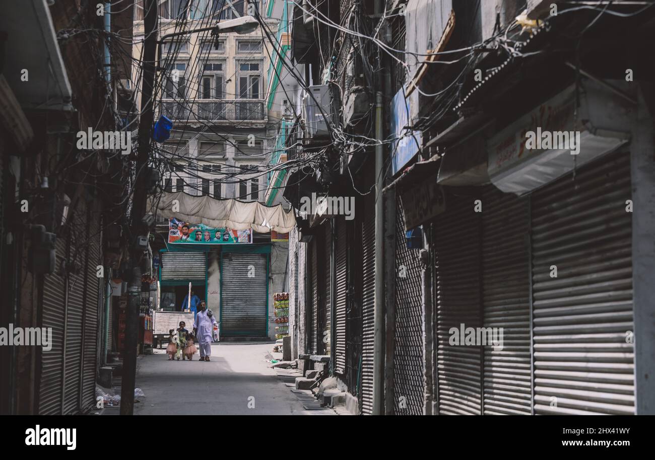 Daily Life View to the Peshawar City Center Empty Streets with No ...