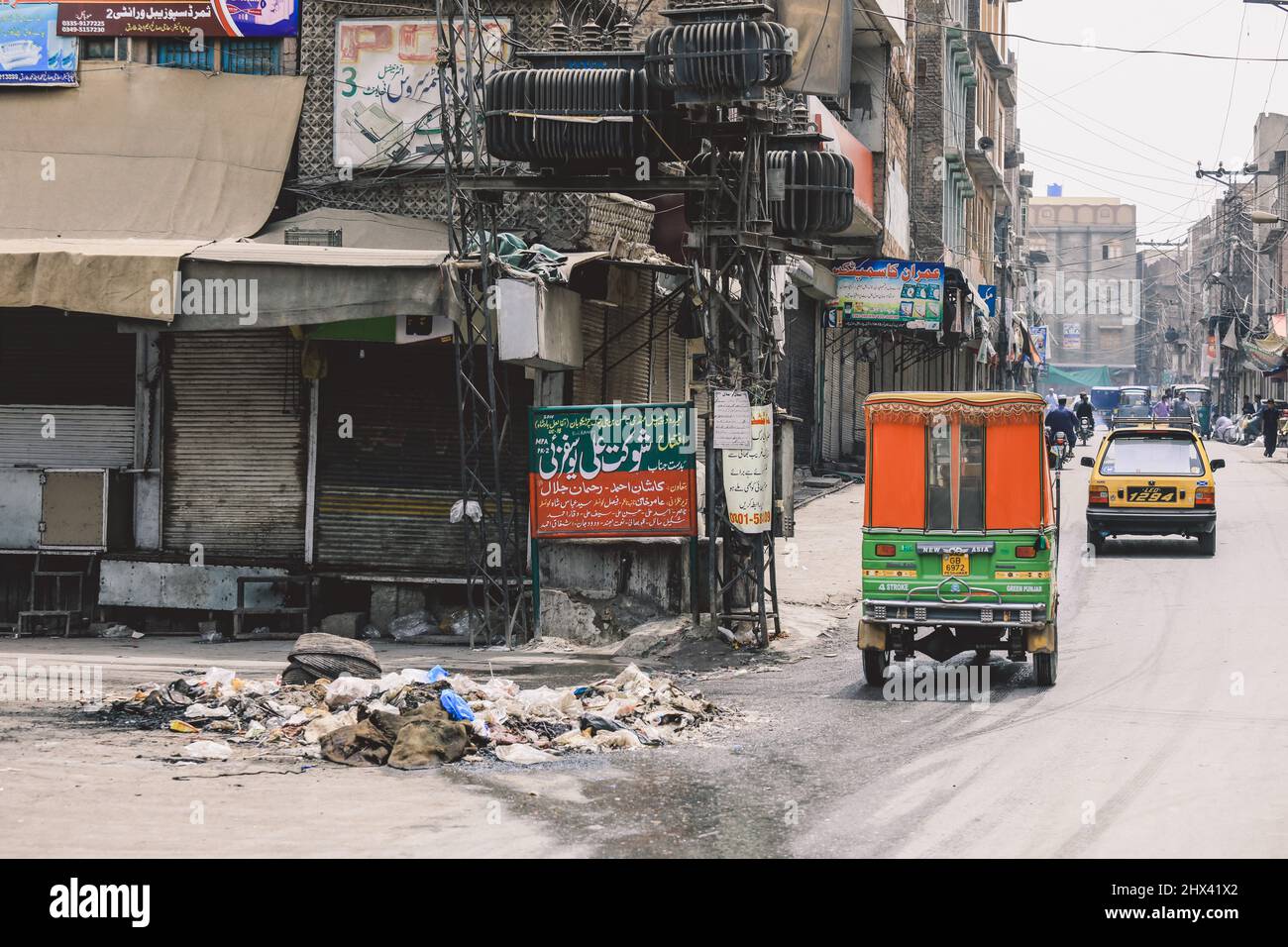 Daily Life View to the Peshawar City Center Empty Streets with No ...