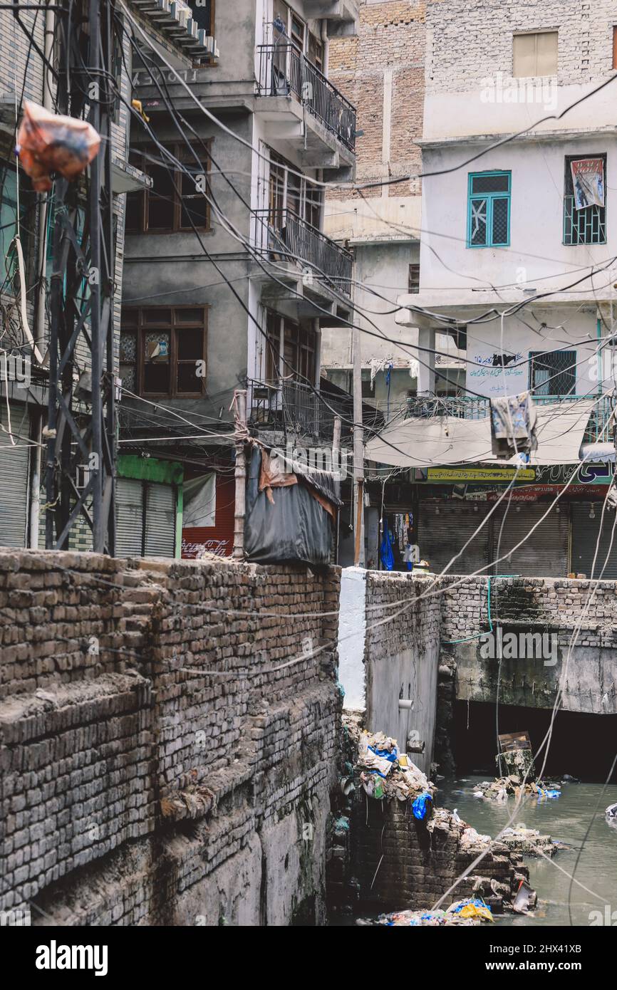 Daily Life View to the Peshawar City Center Empty Streets with No ...