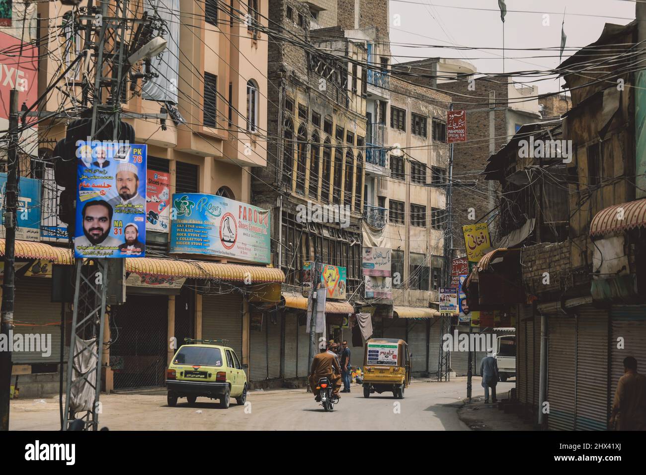 Daily Life View to the Peshawar City Center Empty Streets with No ...