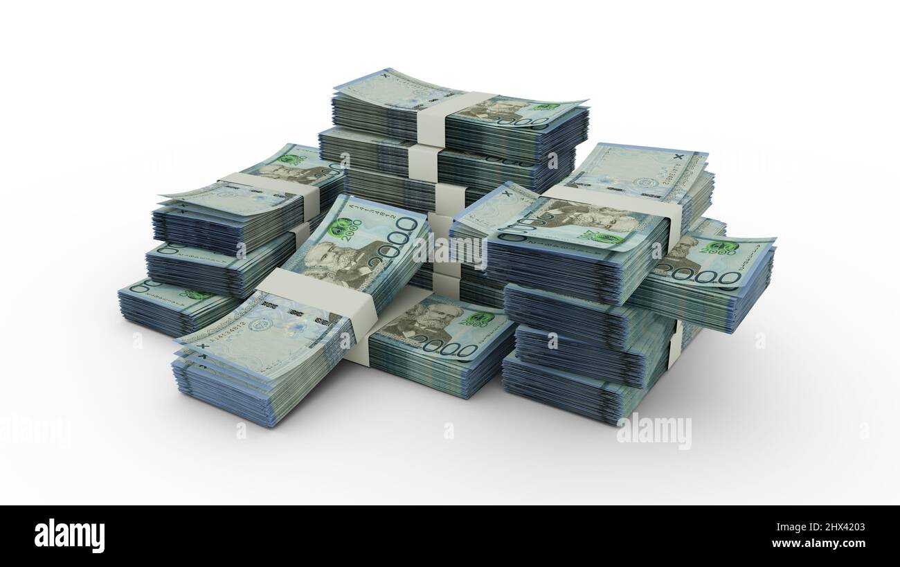Stack of Dominican peso notes. 3D rendering of bundles of banknotes ...