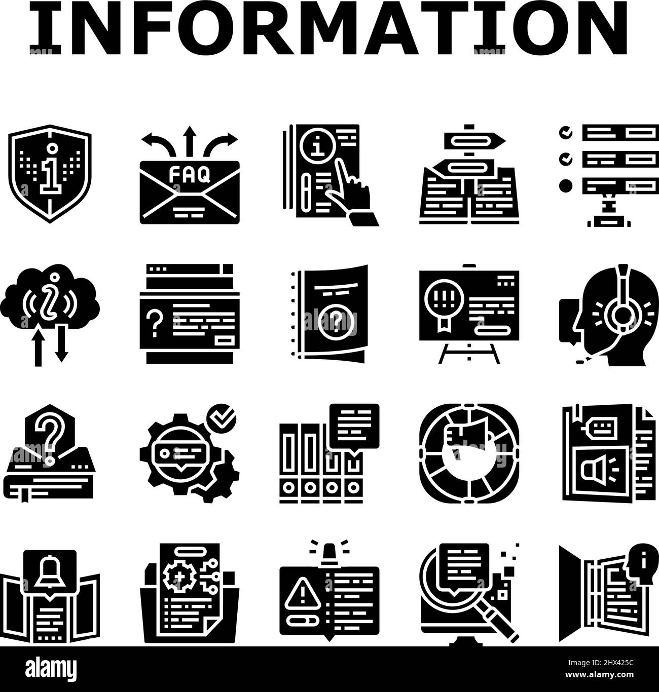 Information And Client Supporting Icons Set Vector Stock Vector Image ...