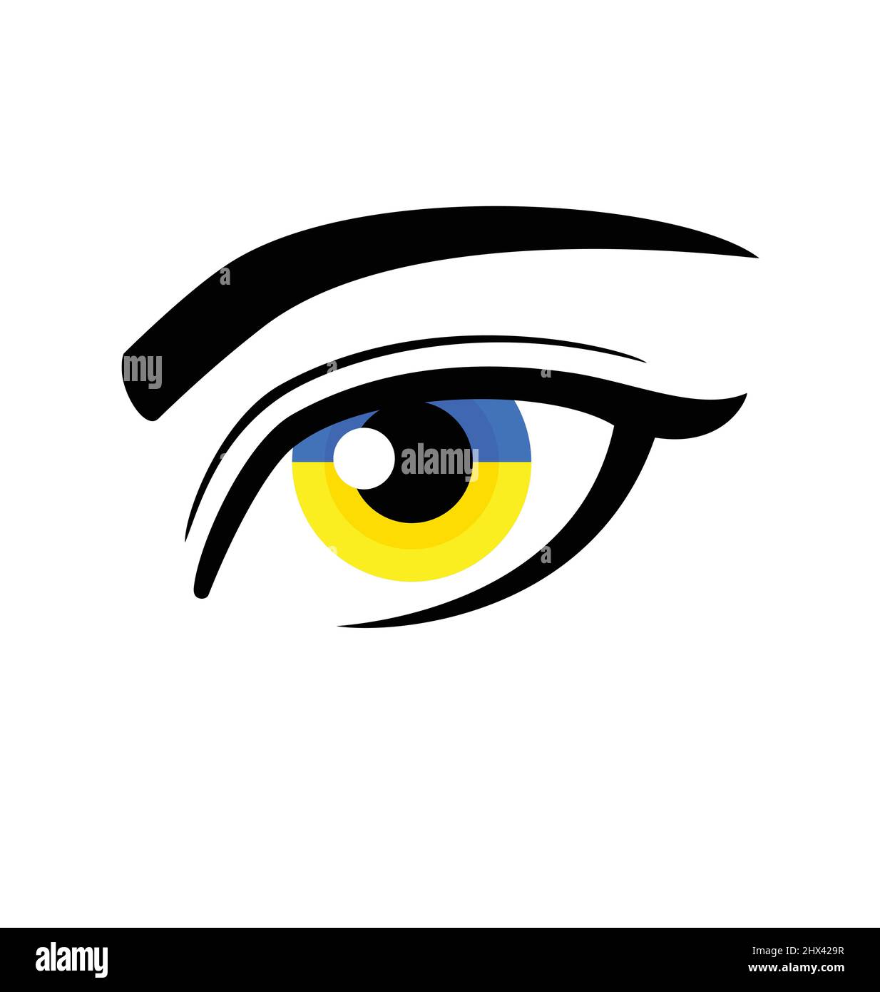 simple beautiful human female eye ukrainian flag of ukraine blue yellow ...