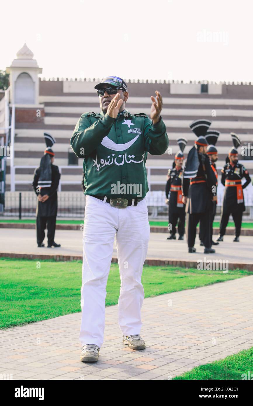 Pakistan Soldiers in Bright Military Uniform on the Wagah Attari Border ...