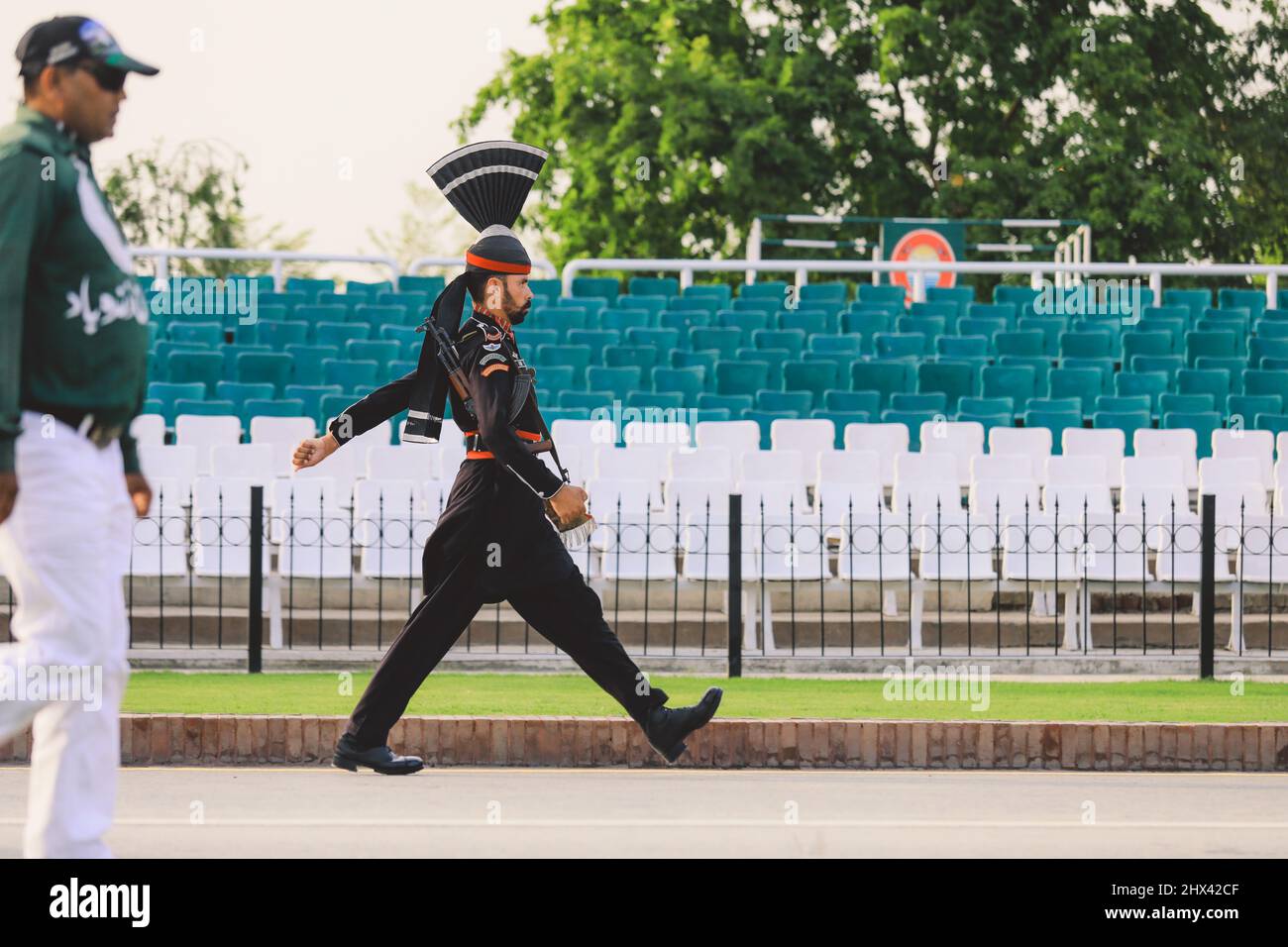 Pakistan Soldiers in Bright Military Uniform on the Wagah Attari Border ...