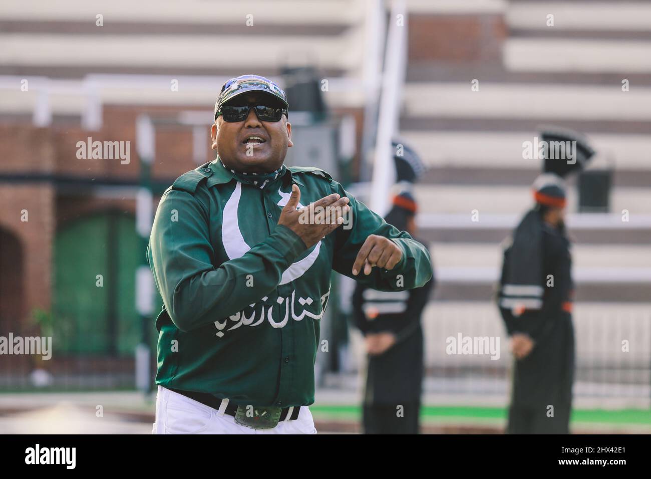 Pakistan Soldiers in Bright Military Uniform on the Wagah Attari Border ...