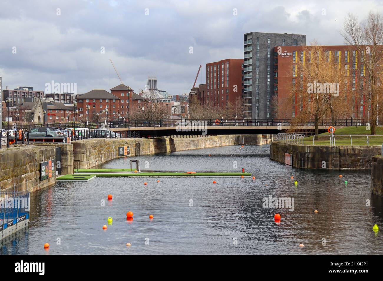 View across one of the docks at Albert Dock, Liverpool Stock Photo - Alamy