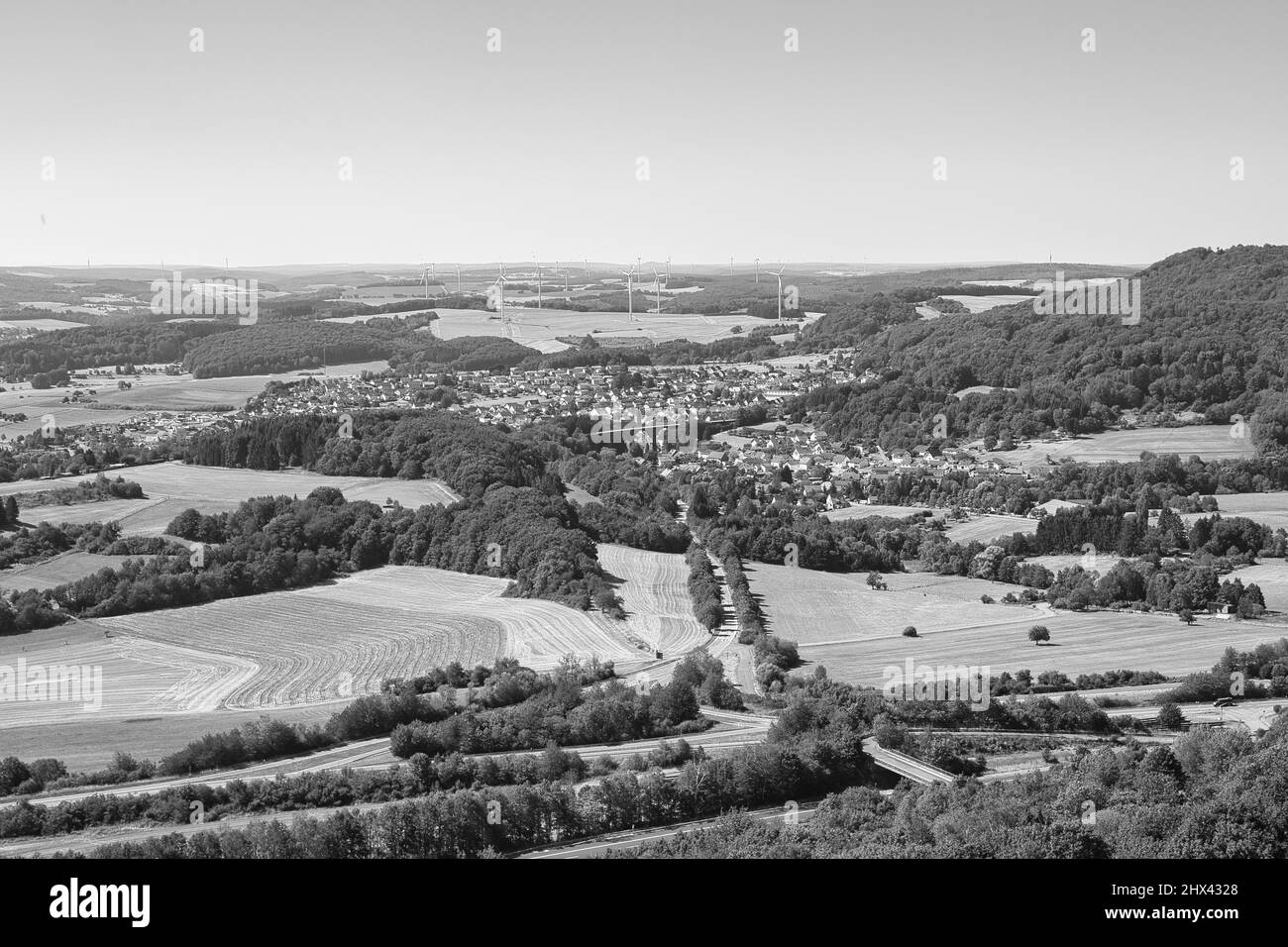 Landscape with village Stock Photo - Alamy