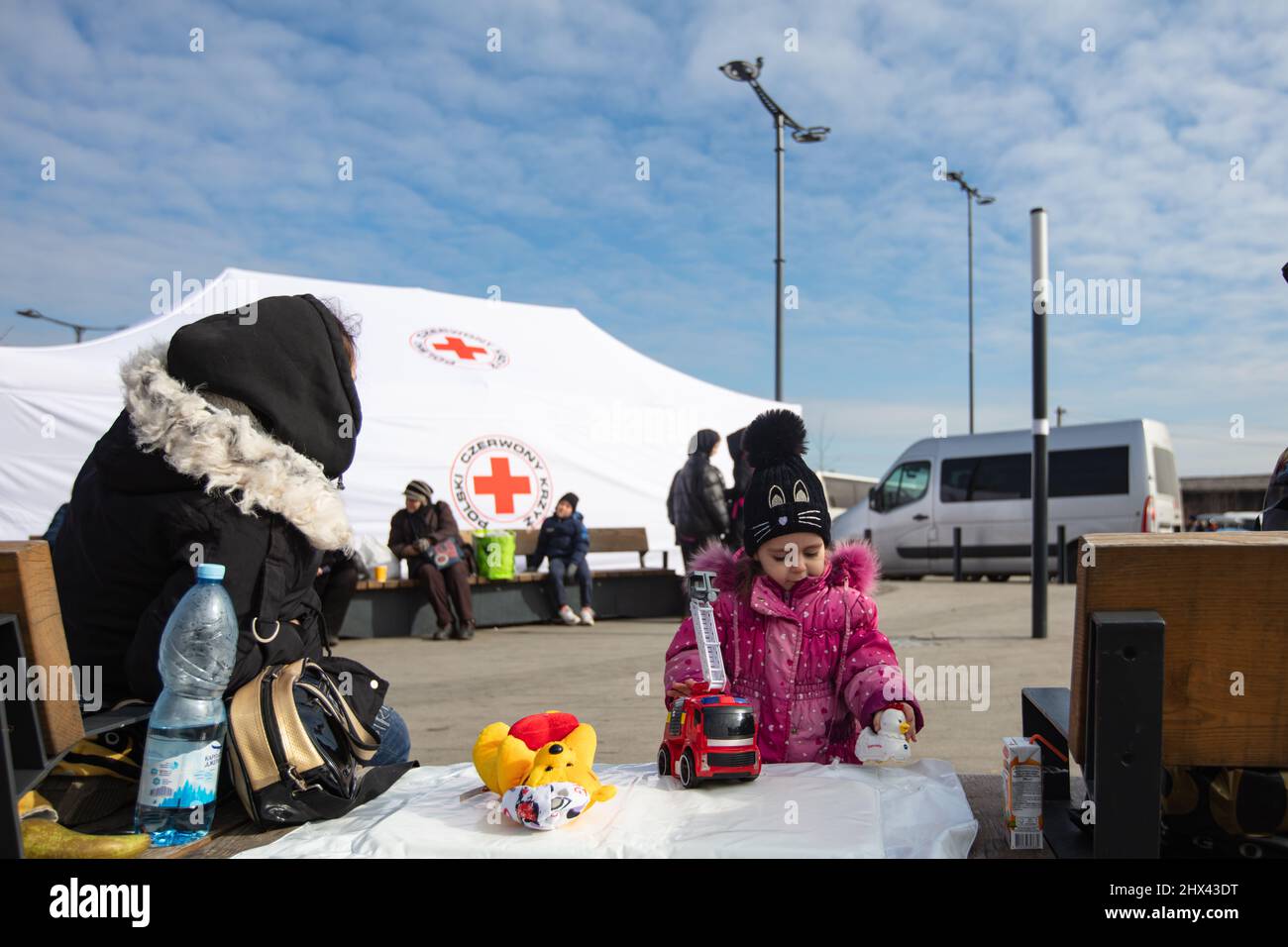 Lviv, Ukraine - March 9, 2022: Red cross help for Ukrainian refugees on ...