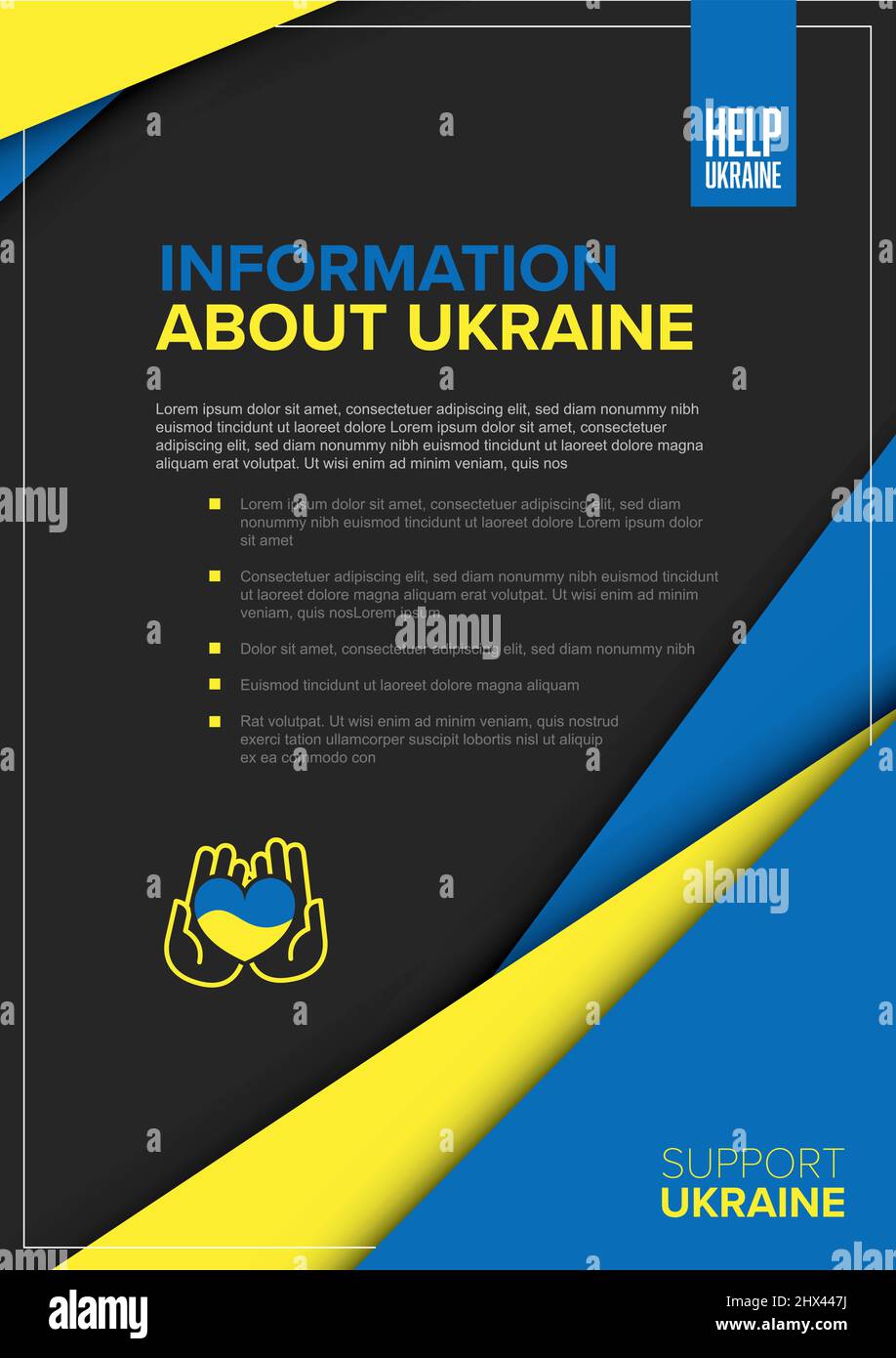 Help Ukraine Information flyer a4 poster template with sample content ...