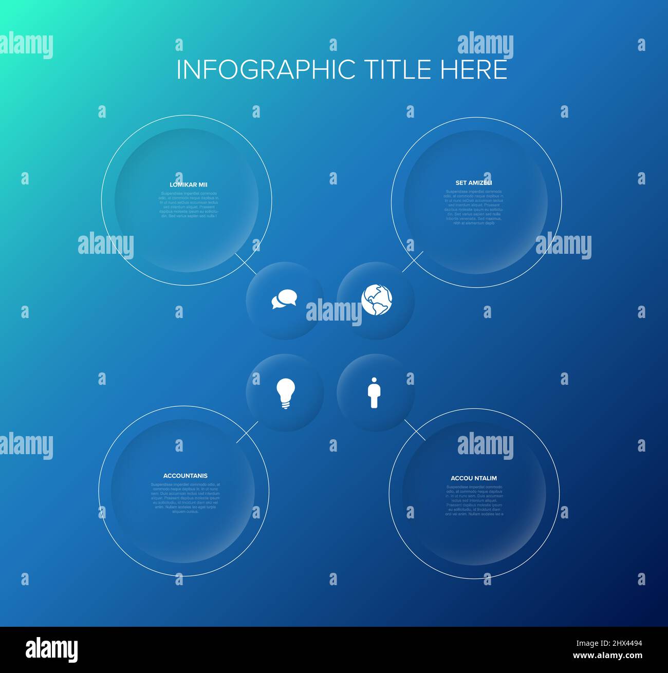 Vector deep blue multipurpose Infographic template with four elements ...