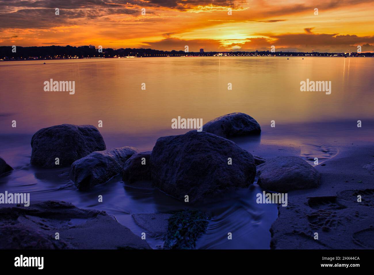 Sunset at one of my favorite beaches in Kiel, Germany Stock Photo - Alamy